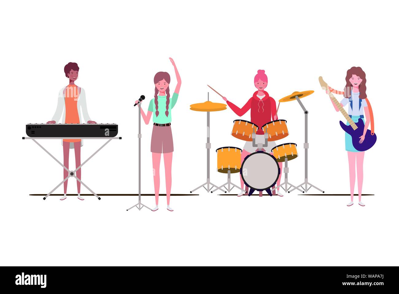 women with musicals instruments on white background Stock Vector Image ...