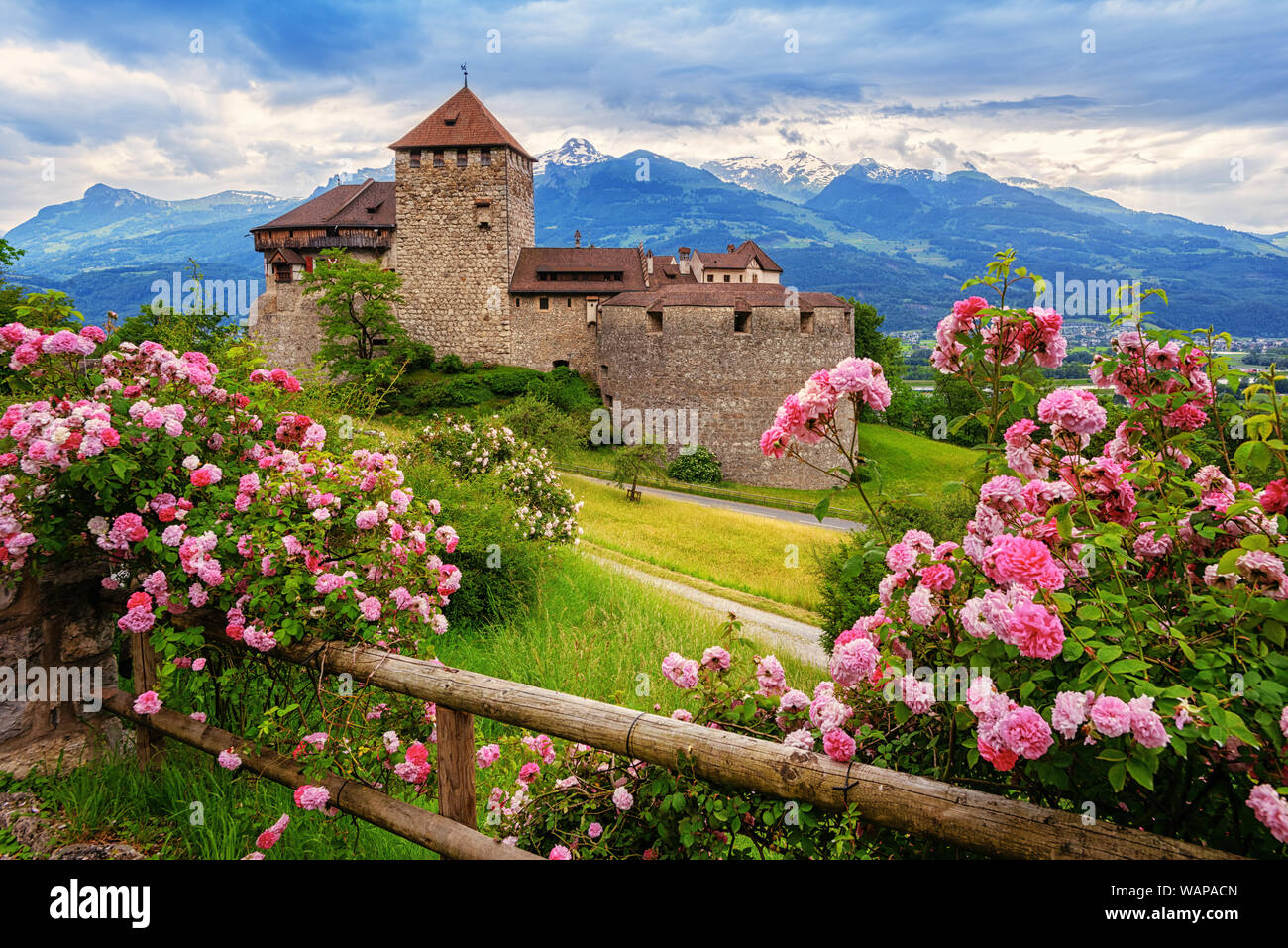 Vaduz castle, Liechtenstein, in the Alps mountains, with beautiful ...