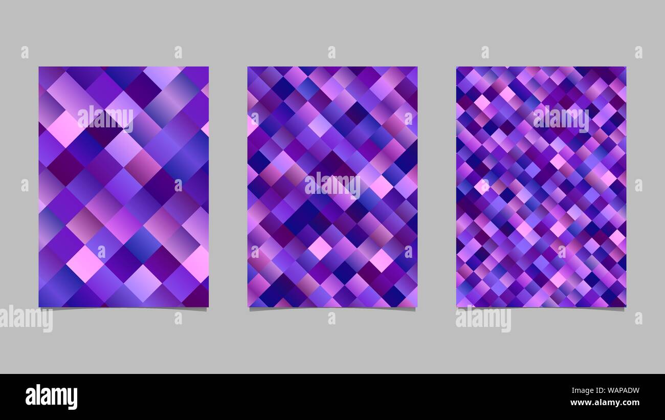 Geometrical gradient modern diagonal square pattern page template set - abstract vector flyer ...