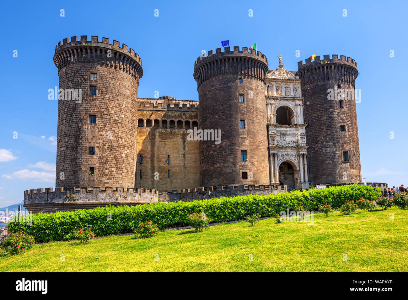 Castel Nuovo or Maschio Angioino, a medieval castle in central Naples ...