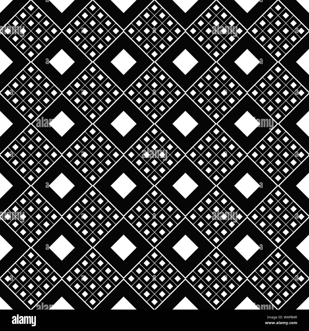 Seamless Geometrical Monochrome Square Pattern Background Abstract Black And White Vector