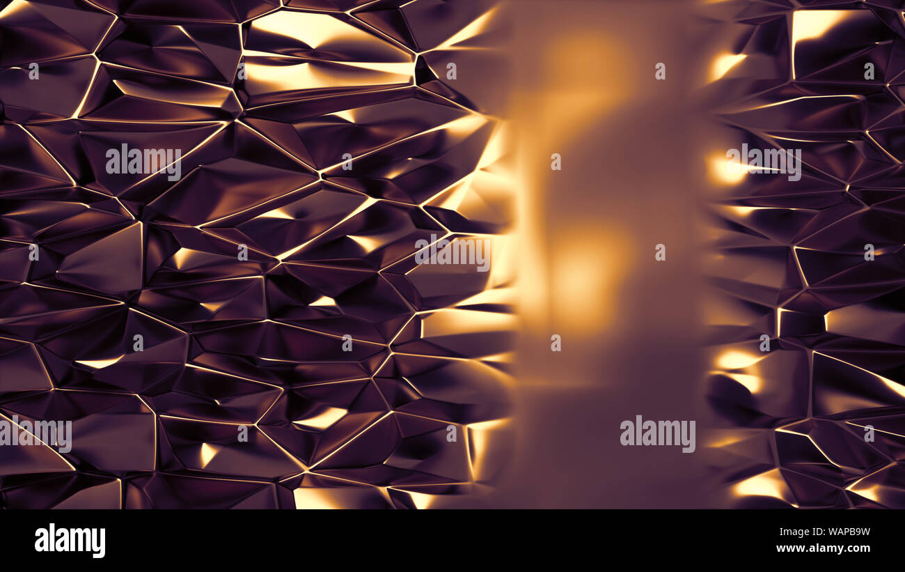 Abstract 3D Background with reflective metal Sunset Color Copper ...