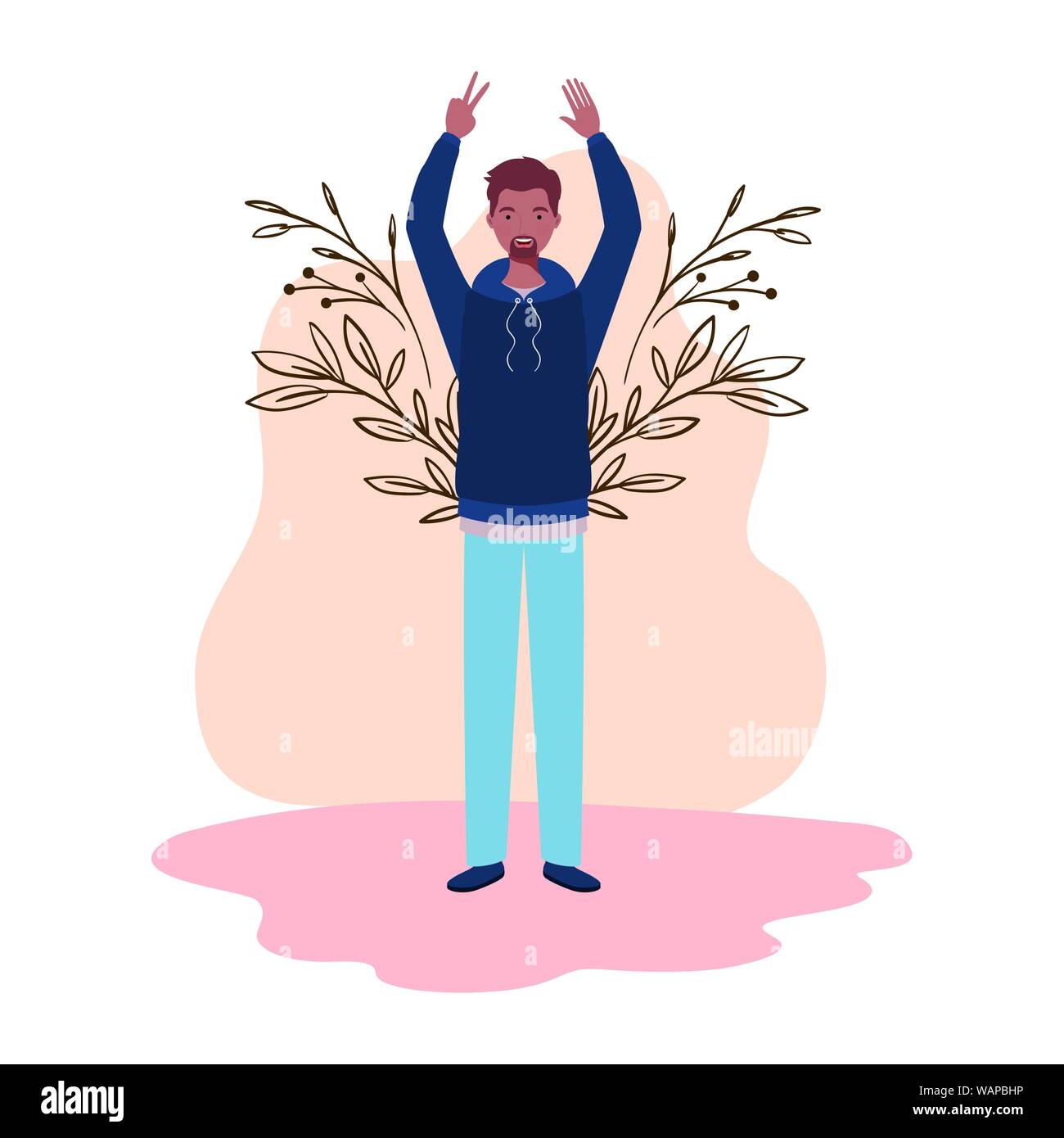 young man standing with landscape background Stock Vector Image & Art ...