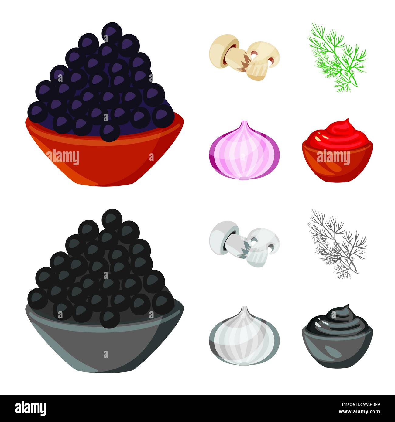 Vector illustration of taste and product icon. Set of taste and cooking ...