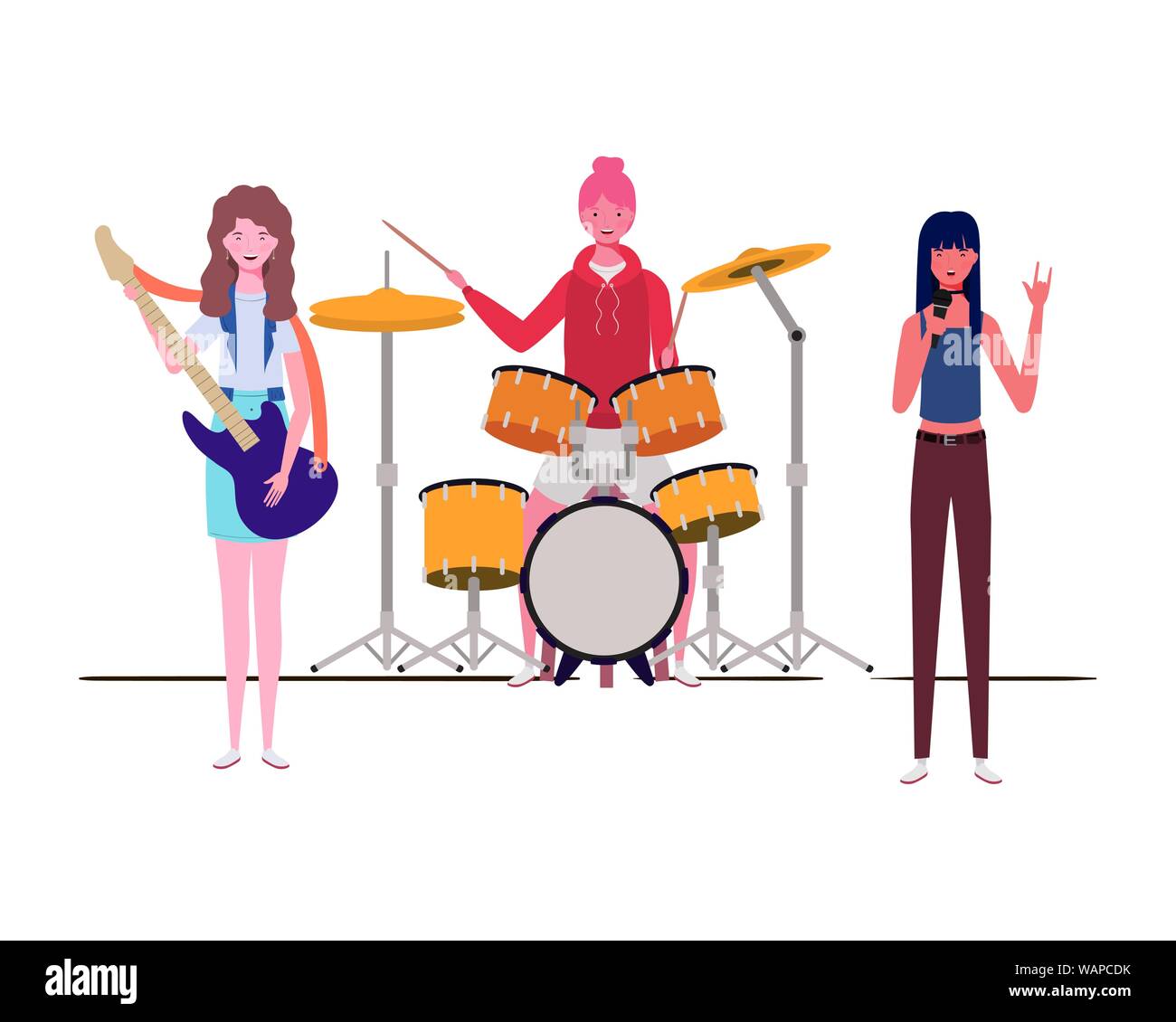 women with musicals instruments on white background Stock Vector Image ...