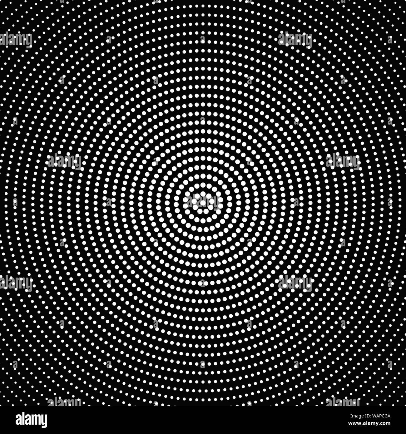 Monochrome geometric abstract circular dot pattern background - black and white vector design ...