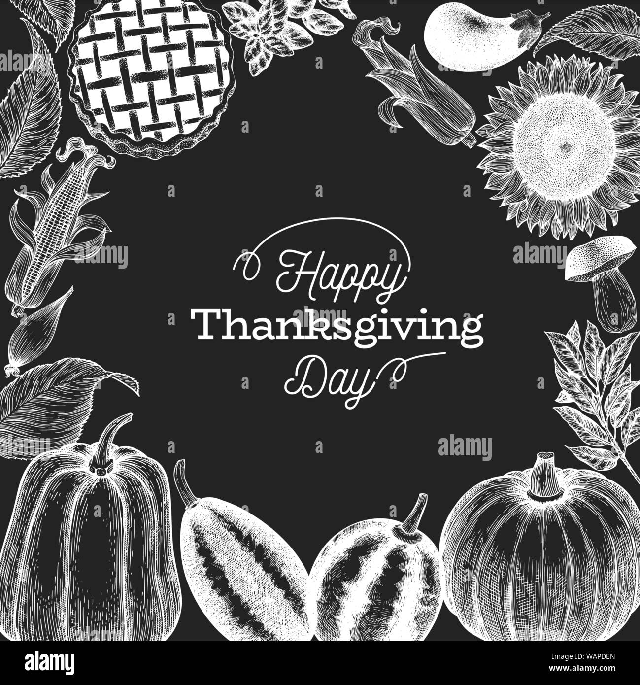 Happy Thanksgiving Day design template. Vector hand drawn illustrations ...