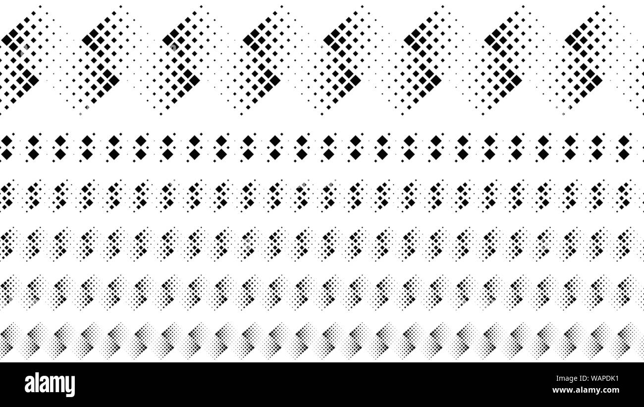 Repeating geometrical square pattern page dividers - black and white vector graphic design ...