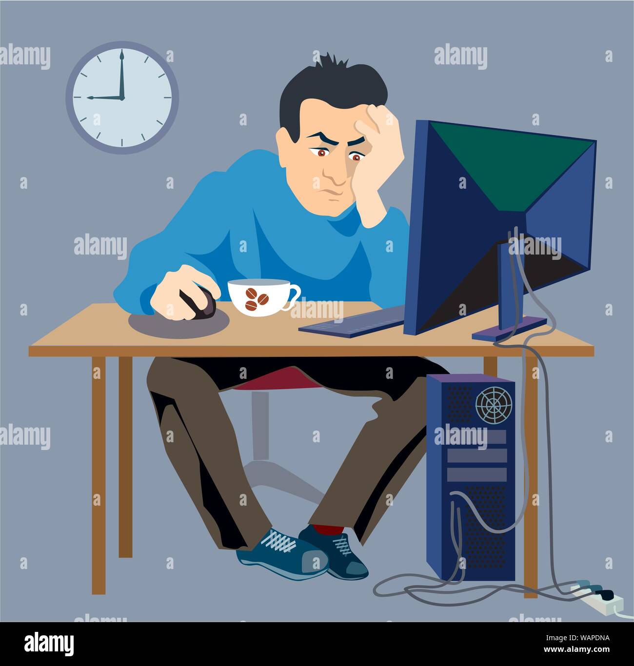 Businessman working late desk Stock Vector Images - Alamy