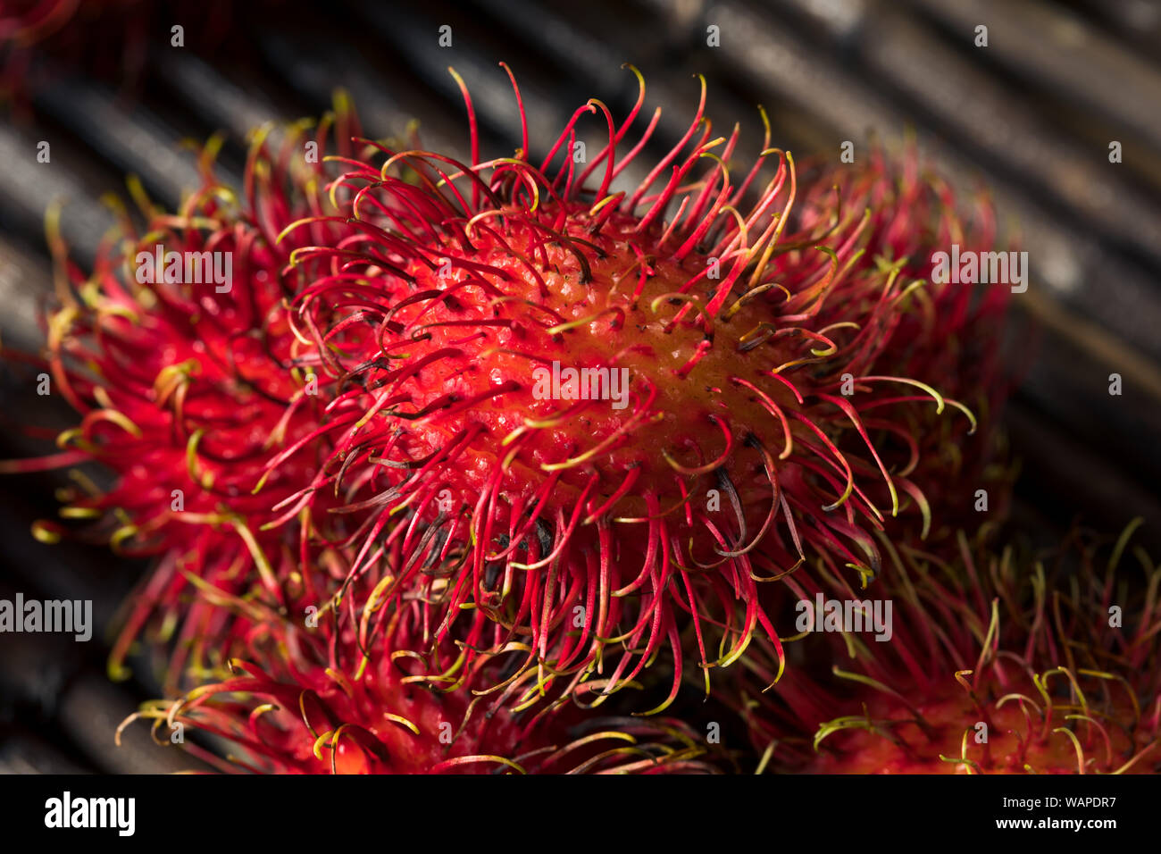 Raw Red Organic Rambutan Fruit Ready to Eat Stock Photo - Alamy