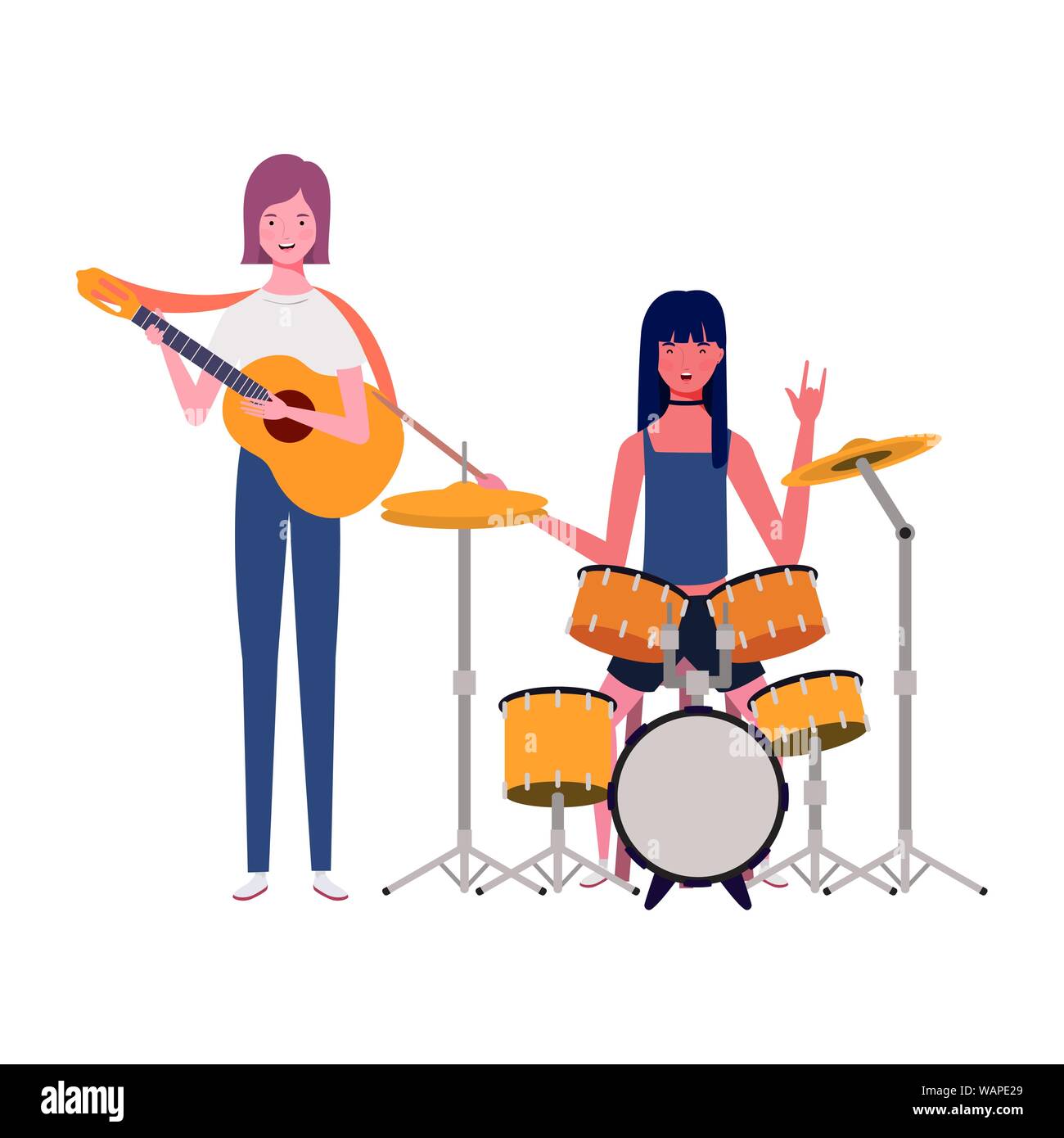 women with musicals instruments on white background Stock Vector Image ...