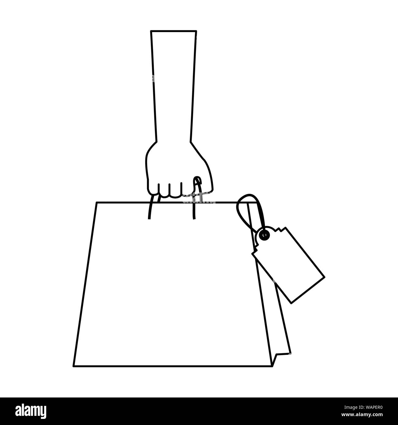 shopping retail sale store cartoon in black and white Stock Vector ...