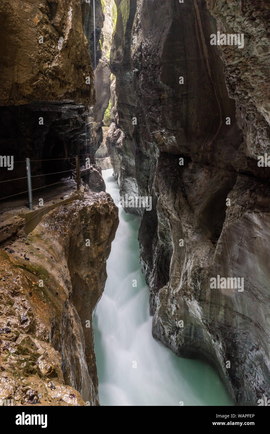 The fascinating touristic wildwater Partnach Gorge in Germany Stock ...