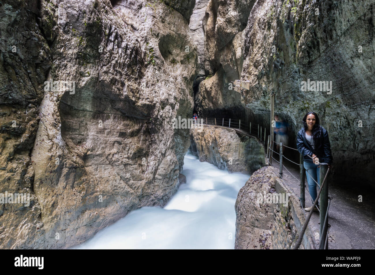The fascinating touristic wildwater Partnach Gorge in Germany Stock ...