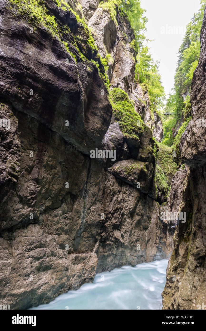 The fascinating touristic wildwater Partnach Gorge in Germany Stock ...