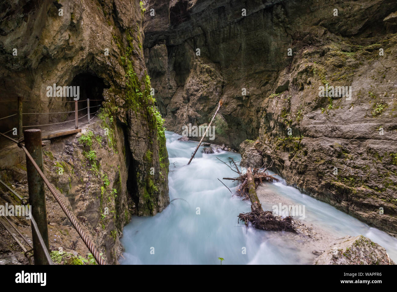 The fascinating touristic wildwater Partnach Gorge in Germany Stock ...