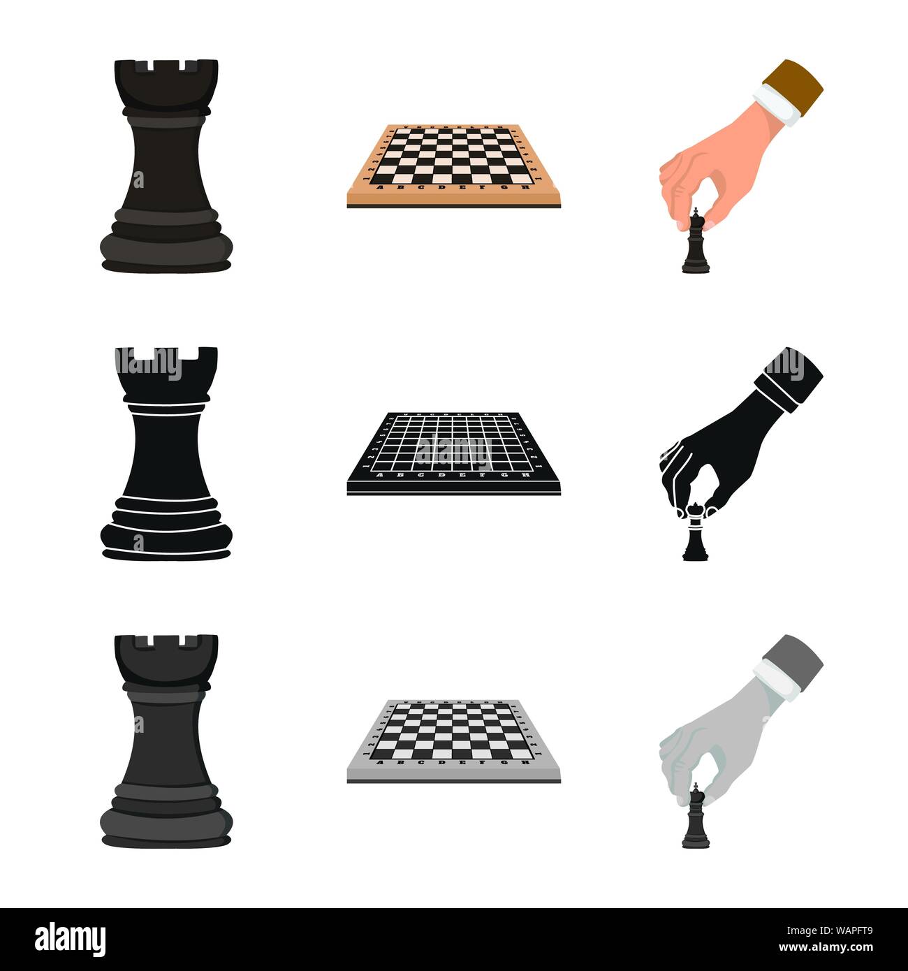 Vector illustration of checkmate and thin symbol. Collection of ...