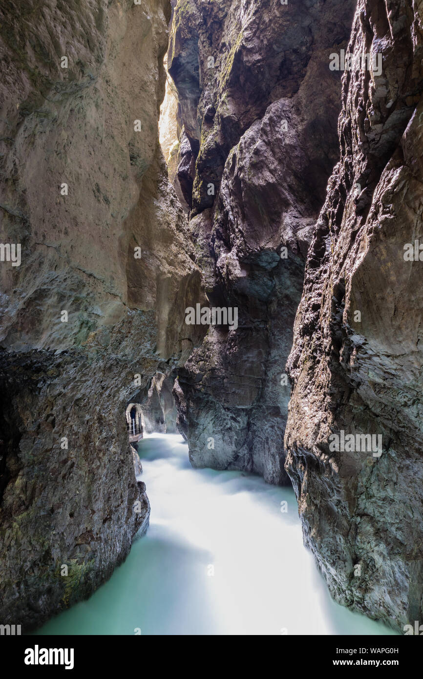 The fascinating touristic wildwater Partnach Gorge in Germany Stock ...