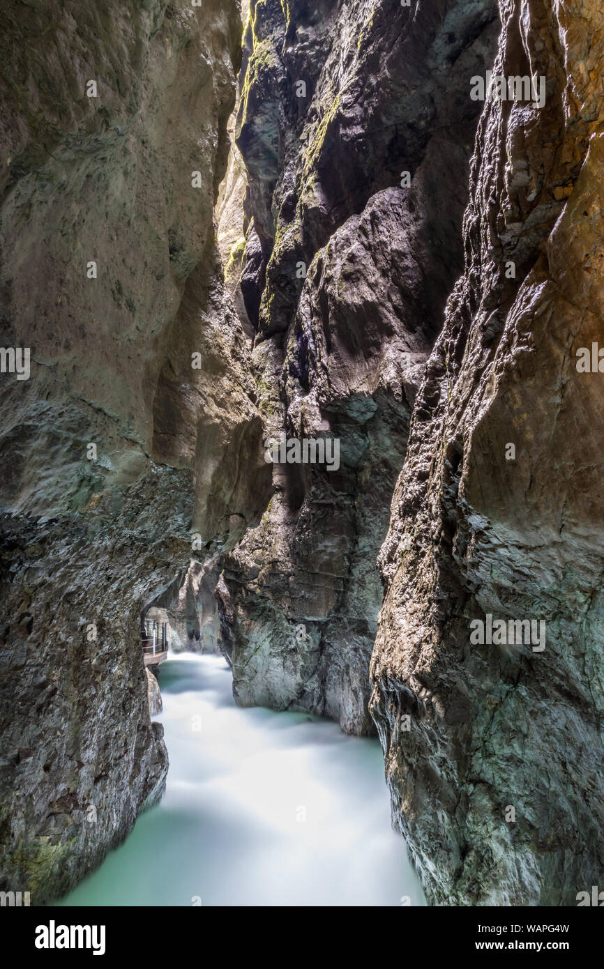 The fascinating touristic wildwater Partnach Gorge in Germany Stock ...