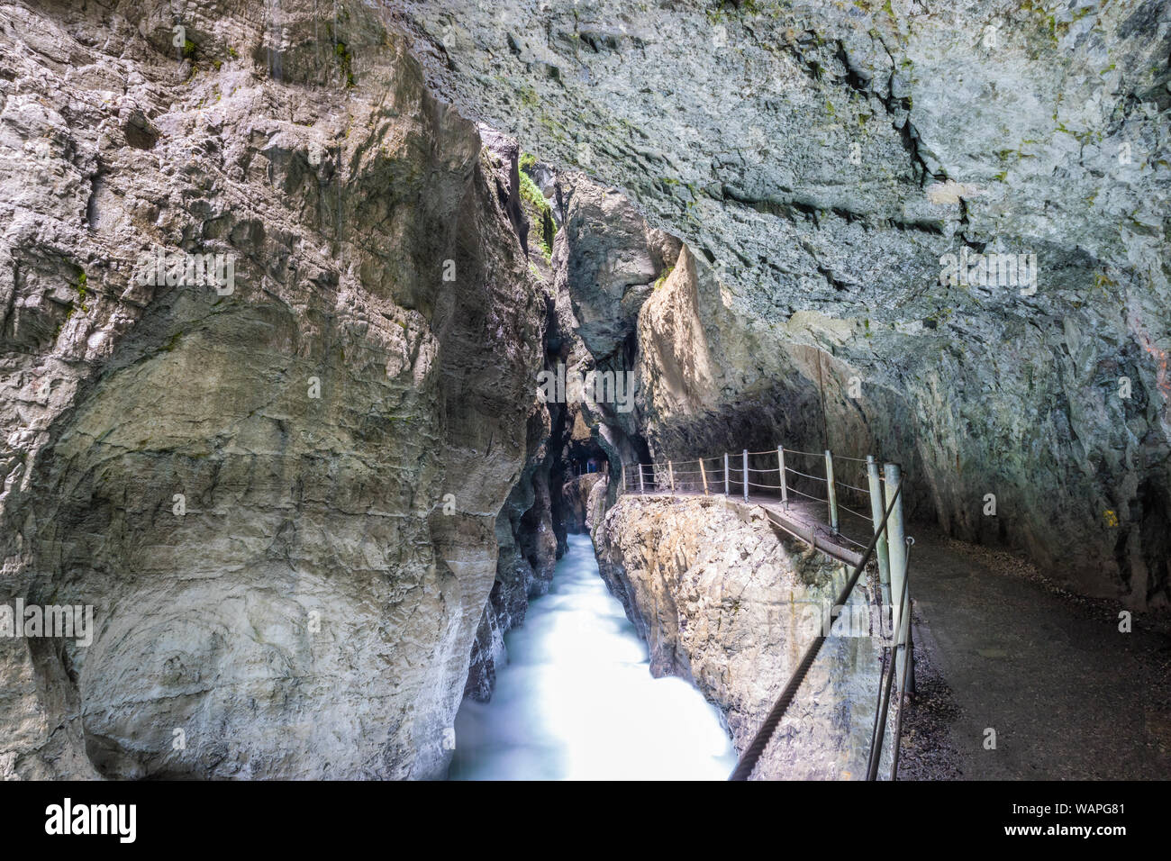 The fascinating touristic wildwater Partnach Gorge in Germany Stock ...