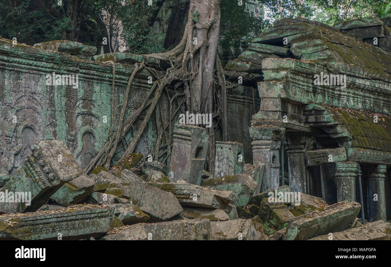 Angkor Temples, Siem Riep, Cambodia - February 12, 2018: Parts of the ...