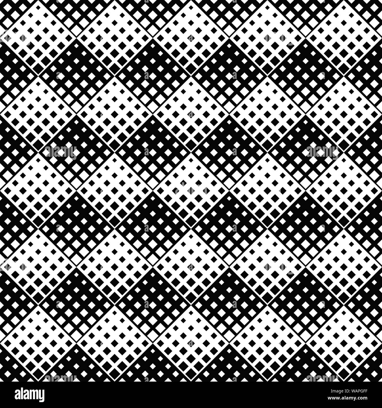 Monochrome seamless square pattern background - abstract black and white vector graphic design ...