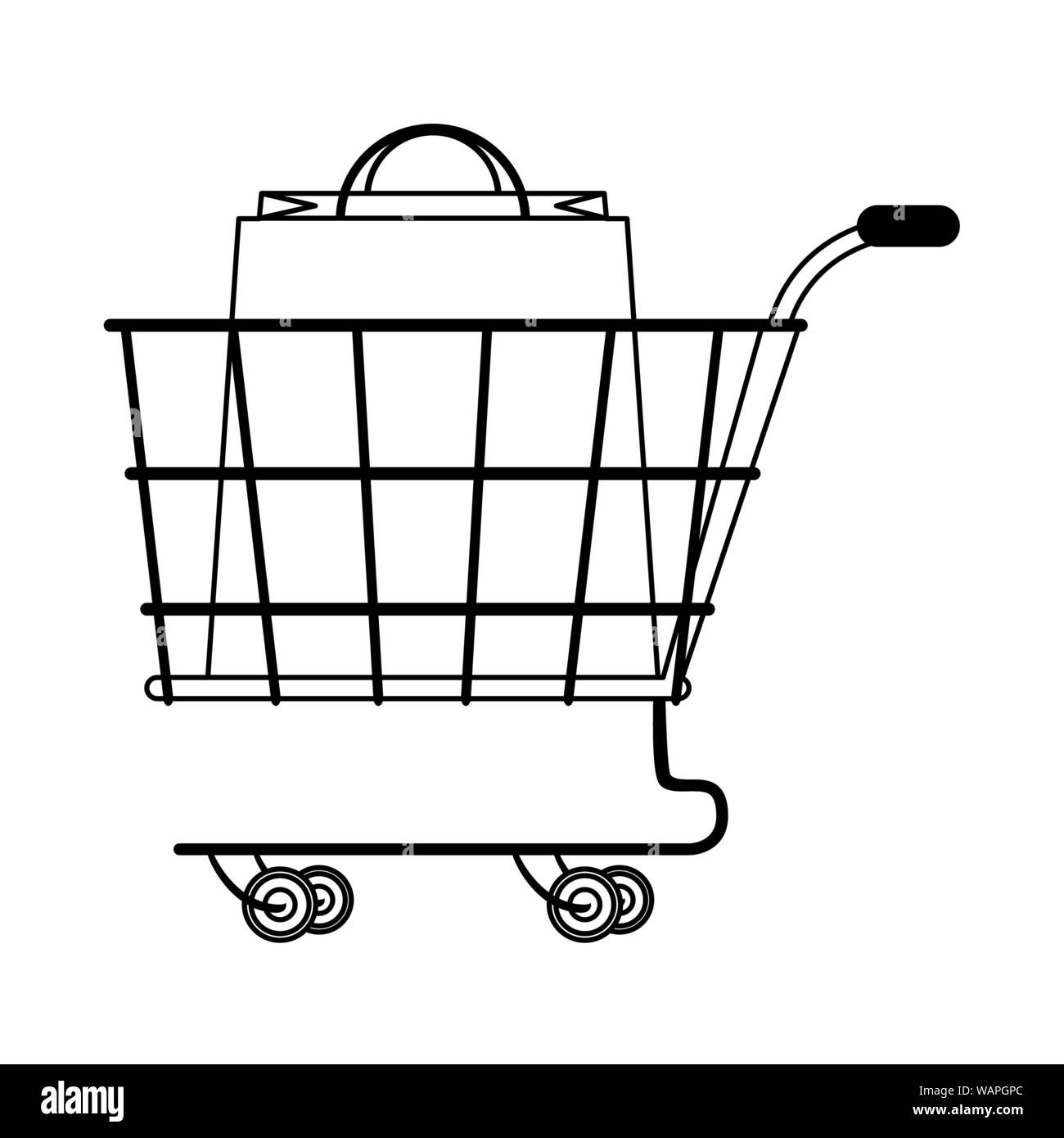 shopping retail sale store cartoon in black and white Stock Vector ...