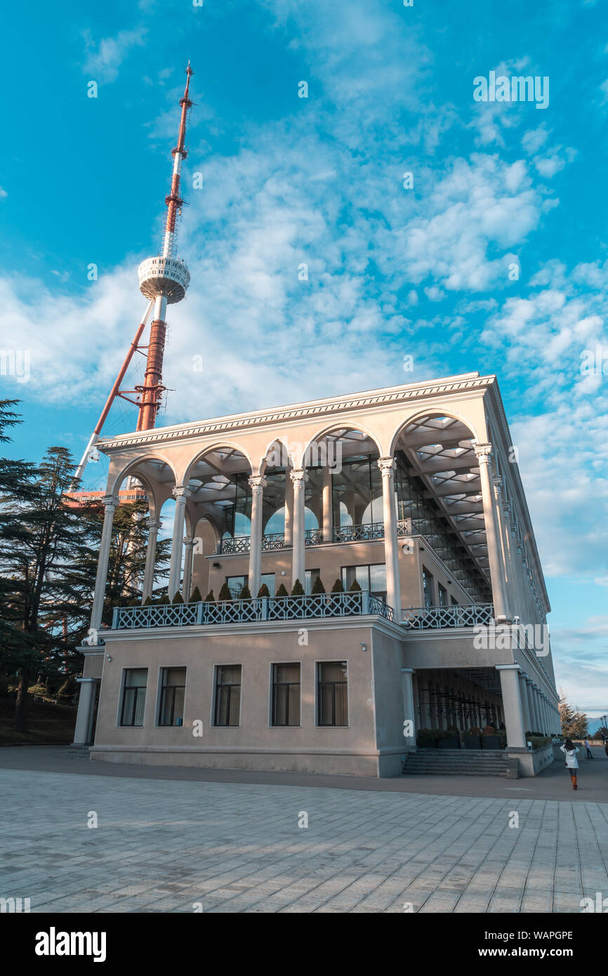 Funicular complex in Mtatsminda Park consisting of restaurants and the ...