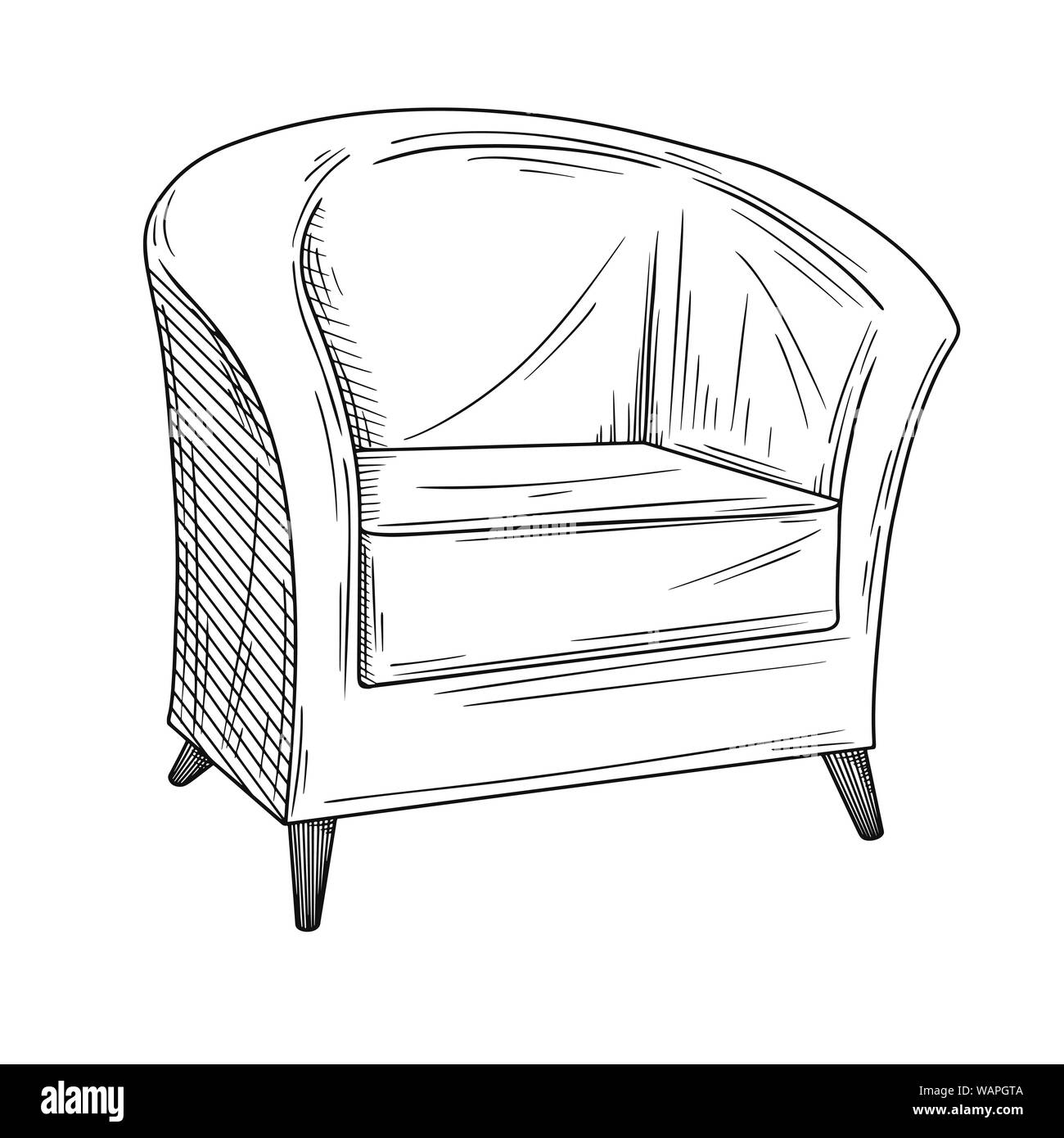 Realistic sketch armchair isolated on white background. Vector ...