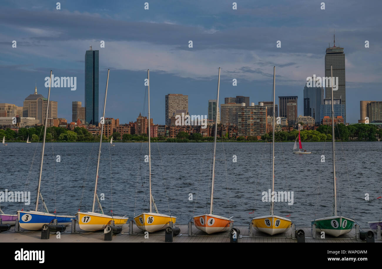 Charles river side in Boston, Massachusetts, USA - July 28, 2018 ...