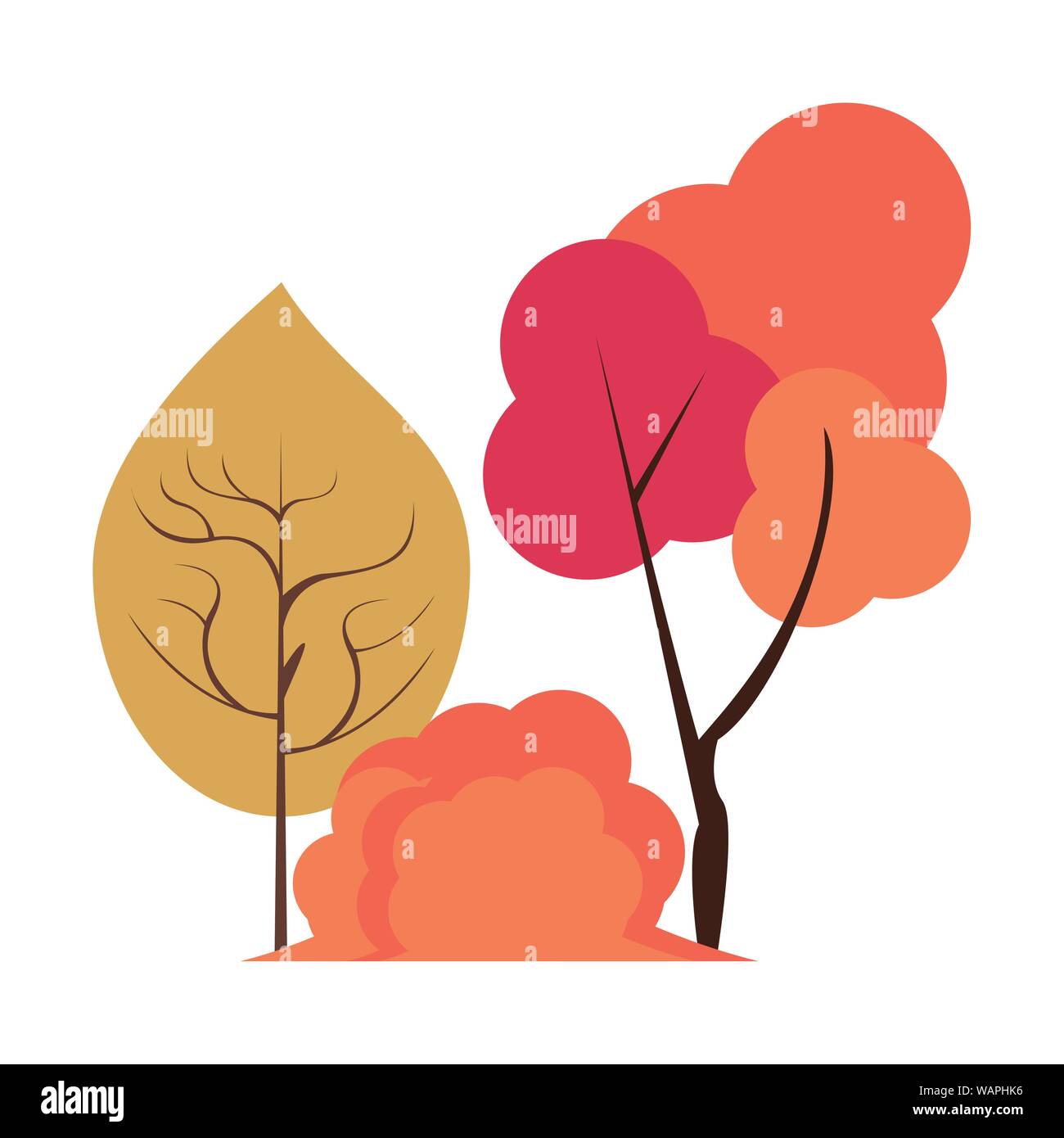 Autumn season trees and leaves nature cartoon Stock Vector Image & Art ...