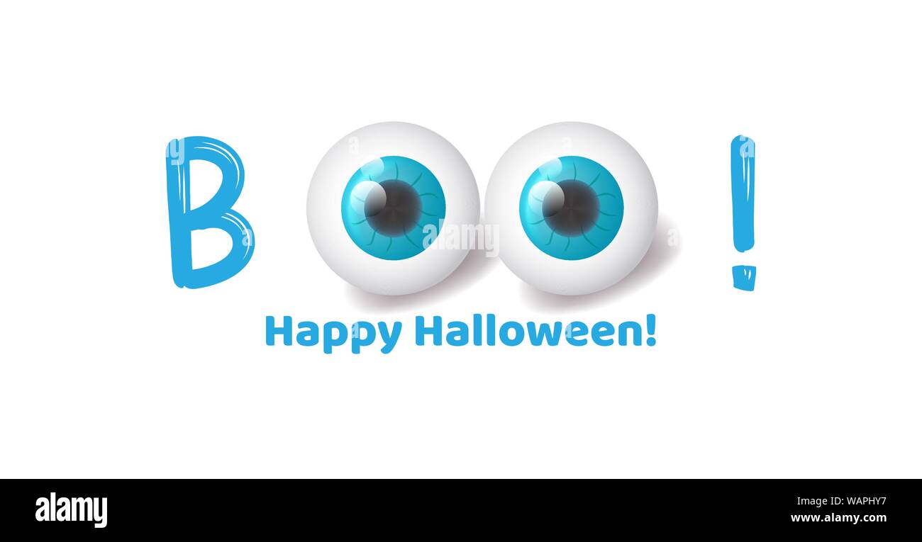 Boo. Halloween banner background with eyes. Lettering, poster, card ...