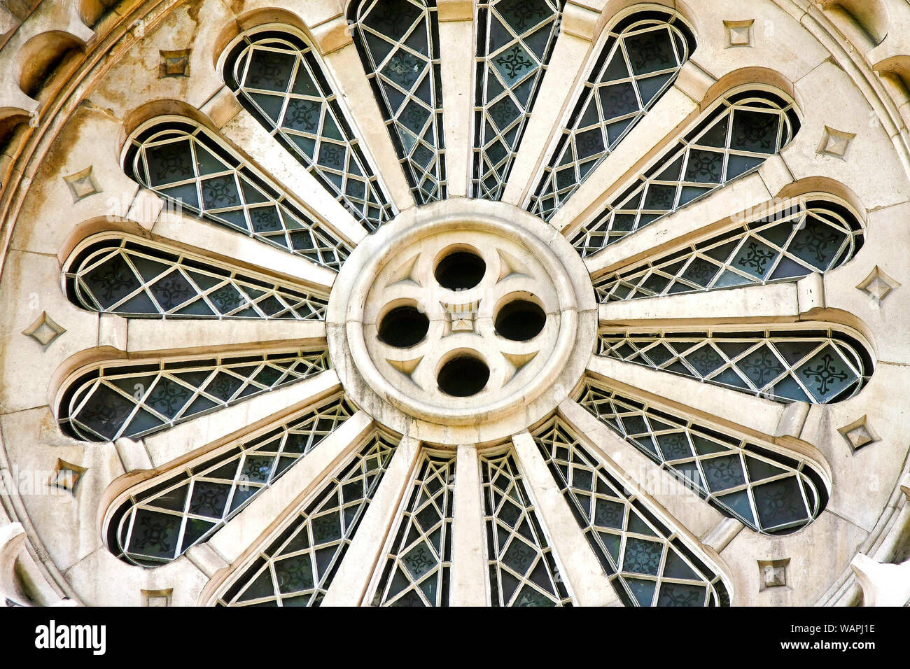 Big round window in rose style at church Stock Photo - Alamy