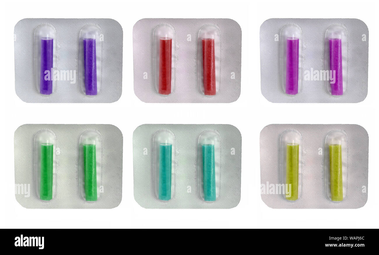 Colorful pills in blister on white background. Pharmaceutical drugs for ...