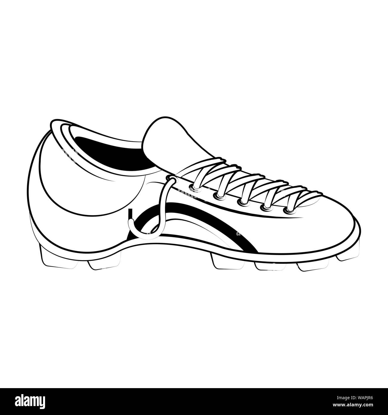 Soccer football boot footwear equipment in black and white Stock Vector ...