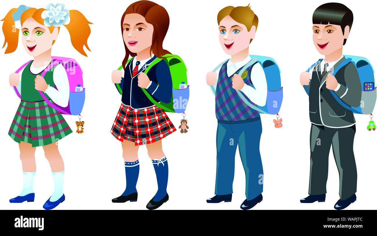 Four different student, a boy and a girl Stock Vector Image & Art - Alamy