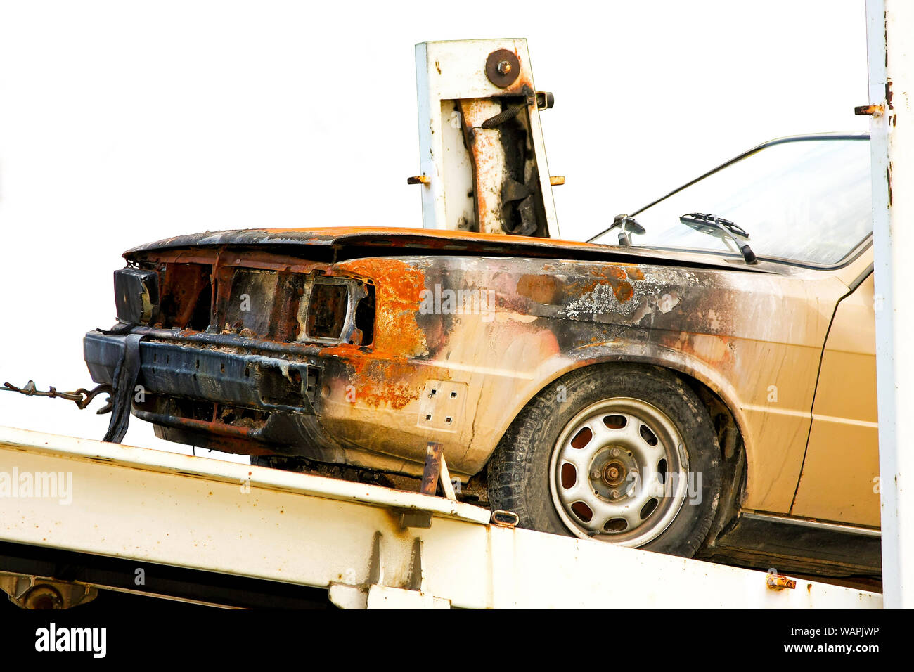 Close up shot of car after fire Stock Photo - Alamy