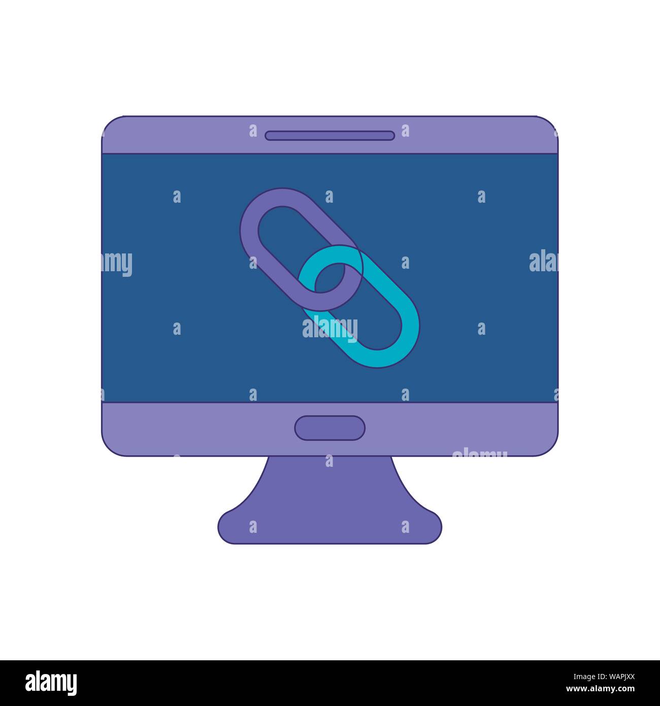 desktop computer with chain screen vector illustration design Stock ...