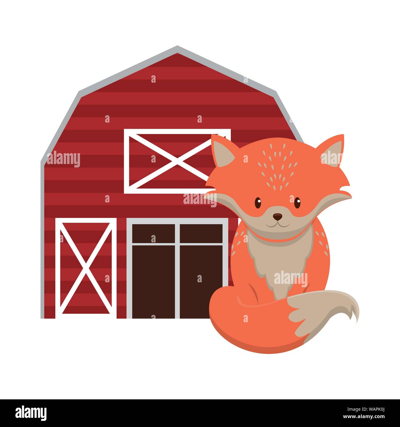 Fox and farm barn cartoon Stock Vector Image & Art - Alamy