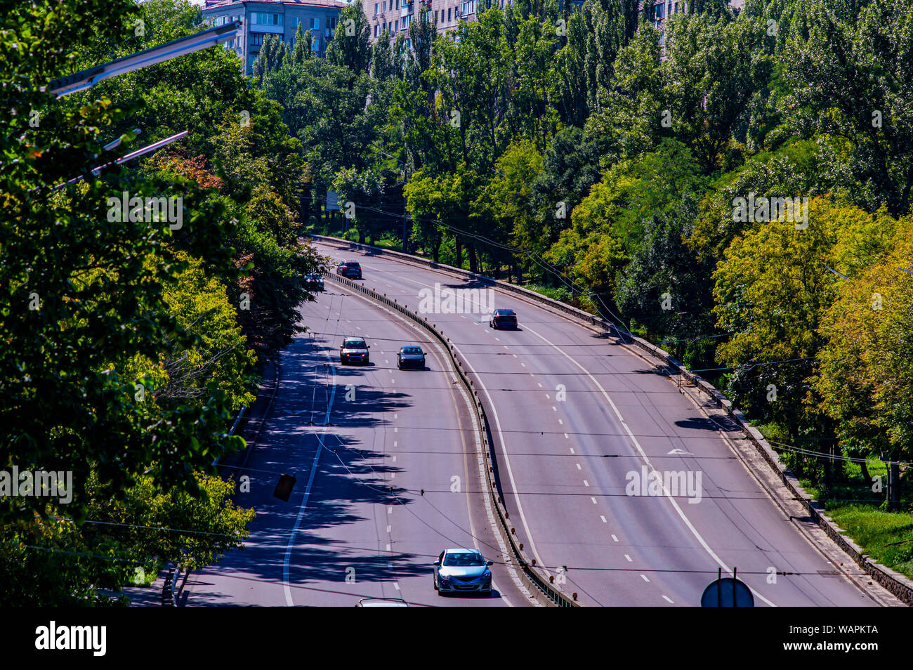 Urban multi-lane road with moving cars. Transport Stock Photo - Alamy