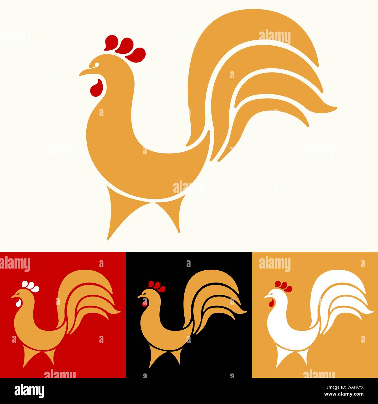 Vector illustration. Rooster icon in flat and simple style. Color ...