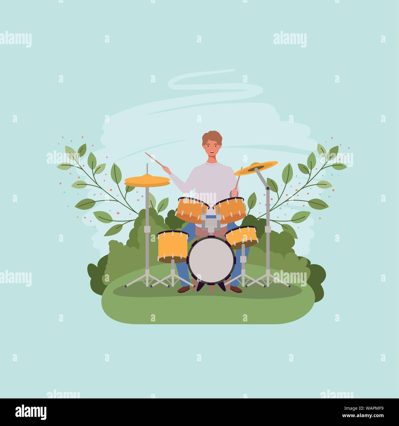 man playing battery drums character Stock Vector Image & Art - Alamy