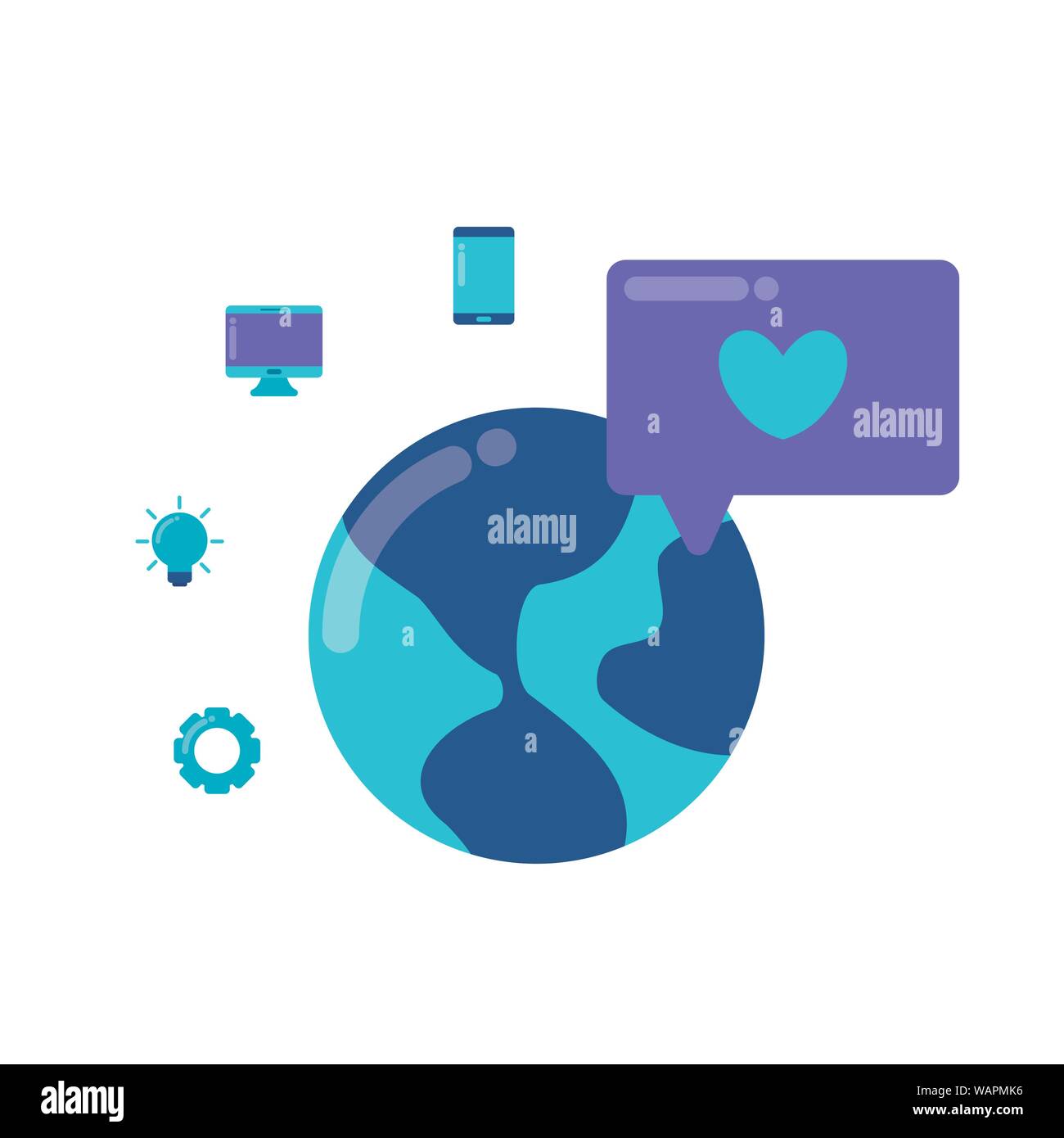 social media marketing with planet earth vector illustration design ...