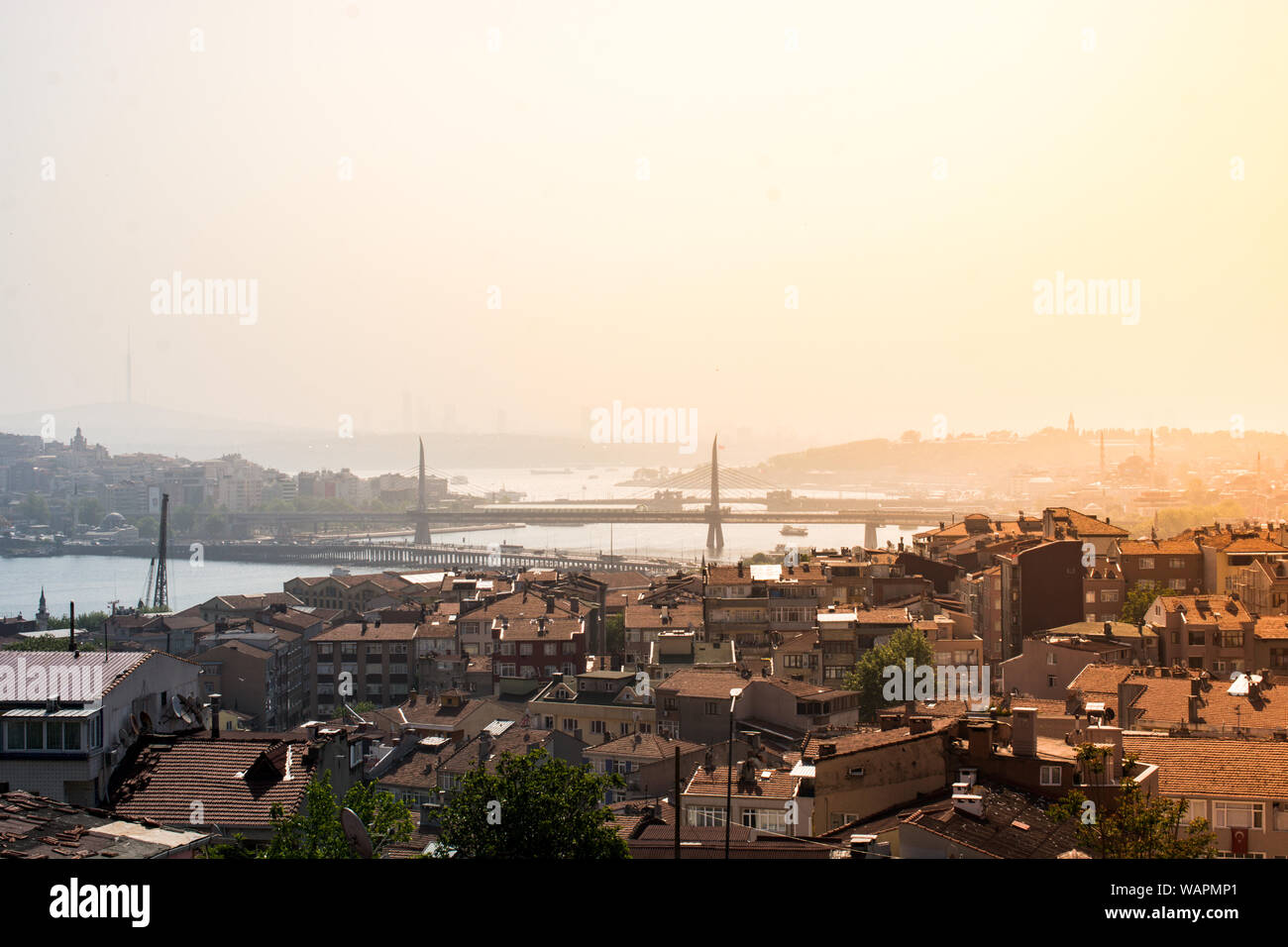 Galata tower, Galata bridge, Golden Horn bridge and Ataturk Bridge view ...