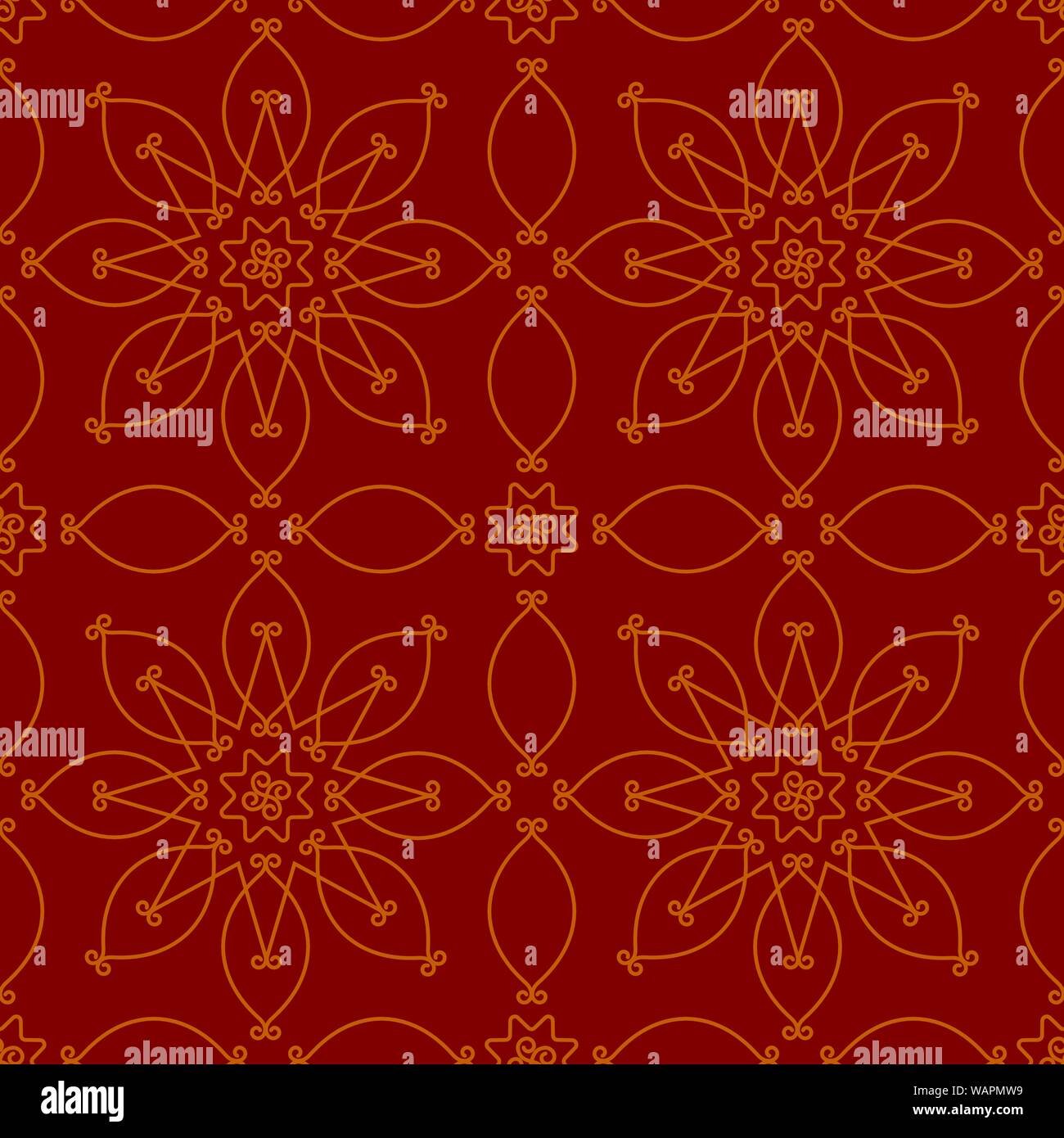 Vector illustration. Red floral geometric background. Seamless tile and ...