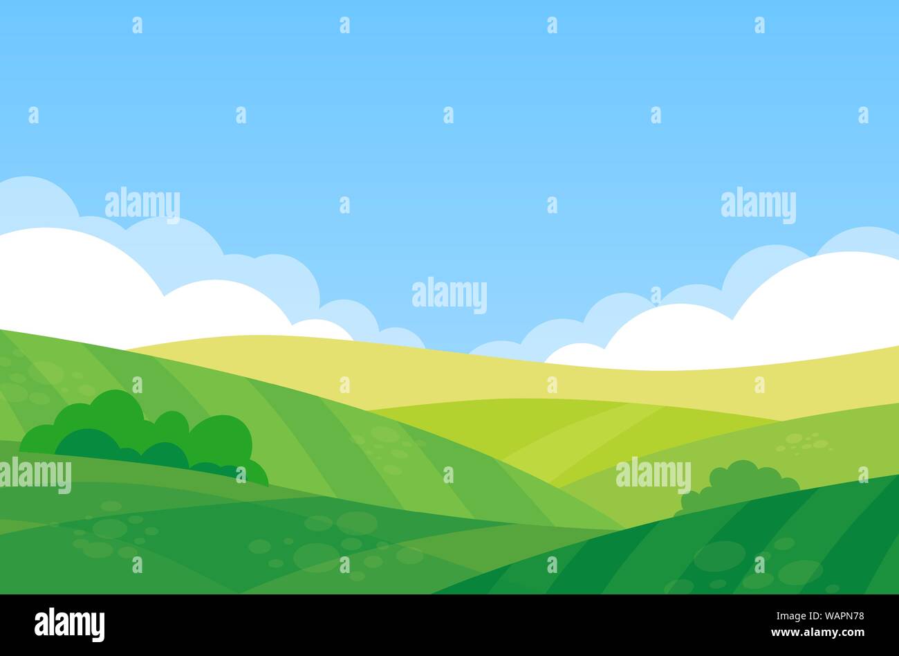 Beautiful landscape of farm field - Vector illustration of a rural ...
