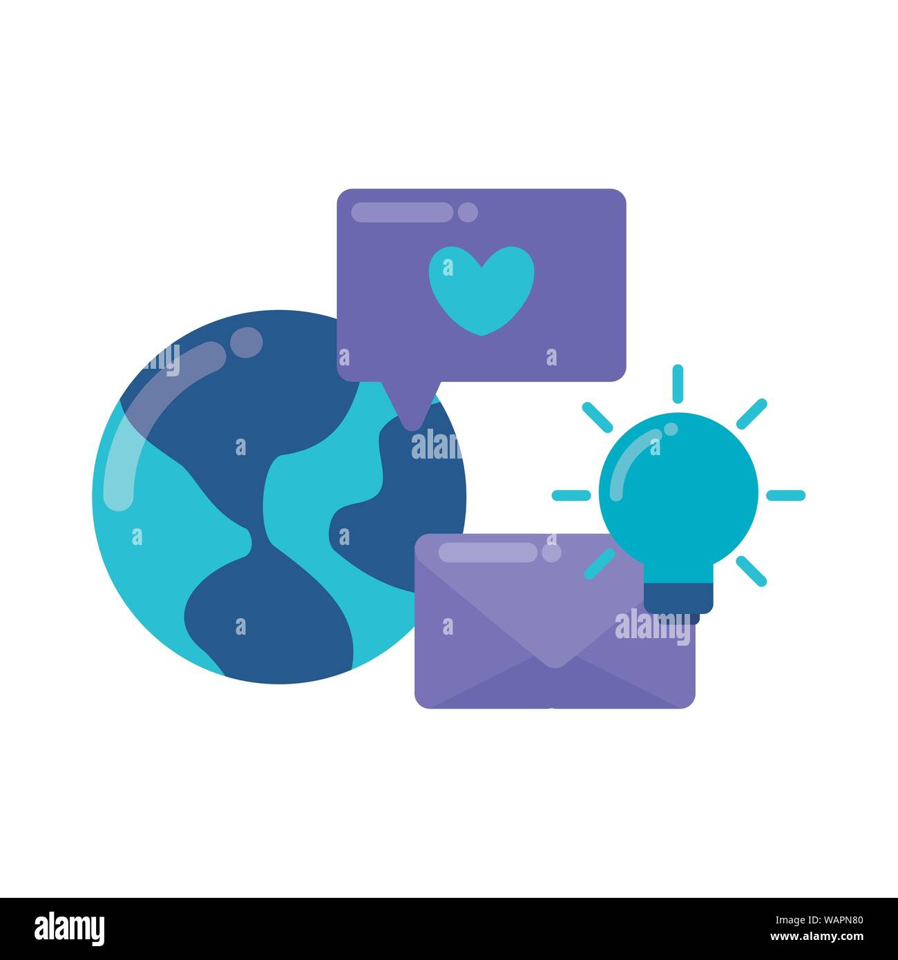 social media marketing with planet earth vector illustration design ...