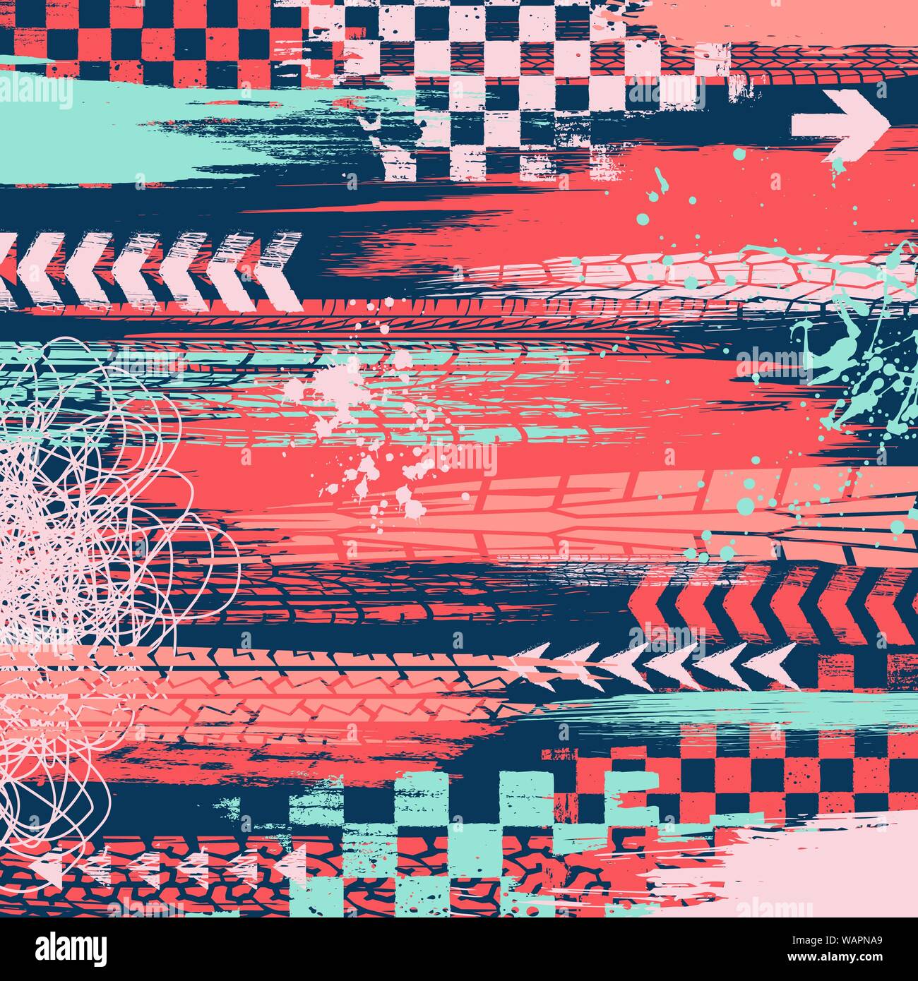 Three color grunge elements tire tracks background Stock Vector Image ...