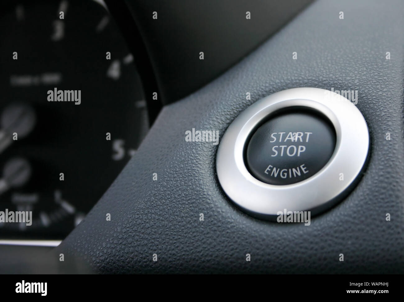 start and stop engine button in modern car Stock Photo - Alamy