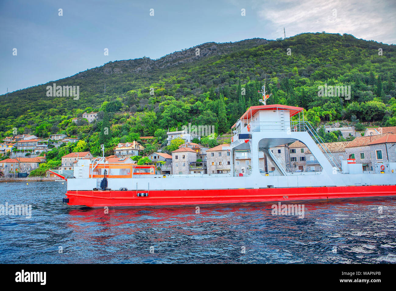 small modern ferry for cars transportation Stock Photo - Alamy
